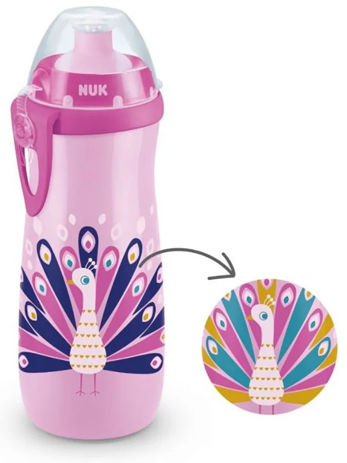 Dětská láhev NUK Sports Cup Disney Peacock 450 ml Barva: Růžová