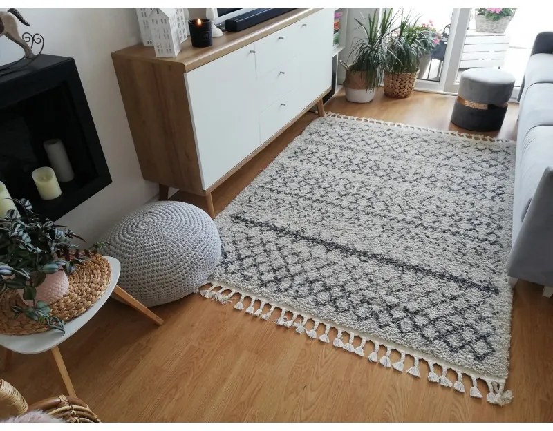 Dywany Łuszczów, Kusový koberec Berber Agadir G0522 cream and grey, 120x170, béžová, obývací pokoj