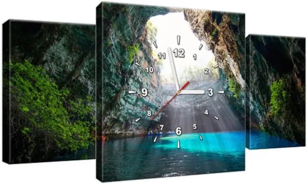 Tištěný obraz s hodinami Ostrov Kefalonia v Řecku 80x40cm ZP2667A_3AX