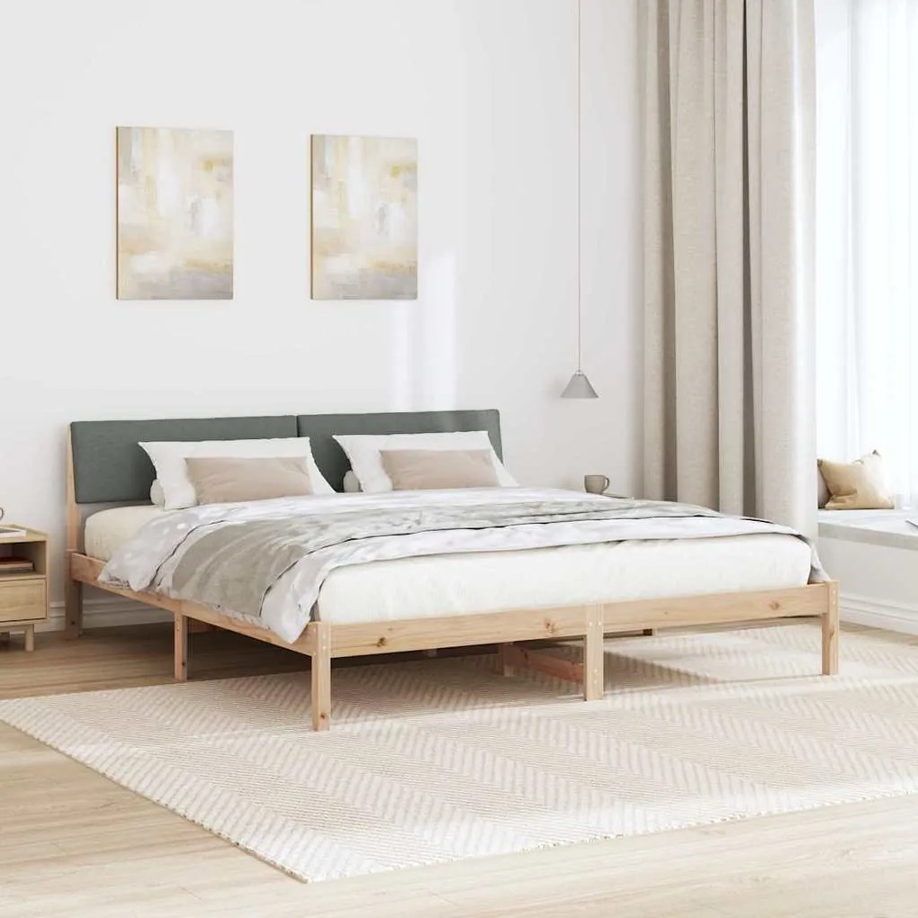 Rám postele s čelo hnědá a tmavě šedá 200 x 200 cm 3394329