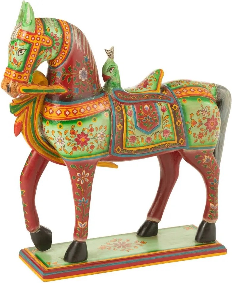 Dřevěná barevná dekorace kůň Mumbai Mango wood - 55*15*58 cm