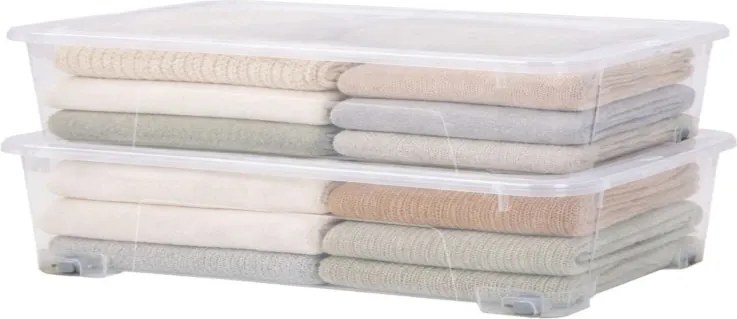 SUNDIS Úložný box pod postel VIEW BOX 50 L – pod postel, s víkem a kolečky 78 x 56 x 17 cm