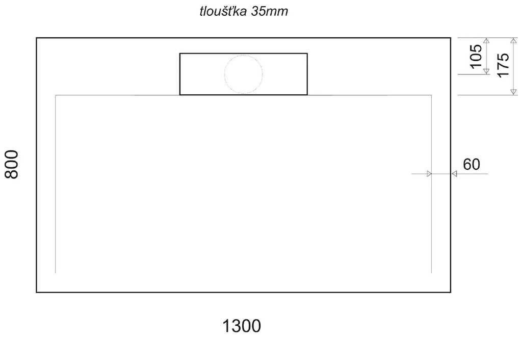 GELCO - IRENA sprchová vanička z litého mramoru, obdélník 130x80x3,5cm, HI13080
