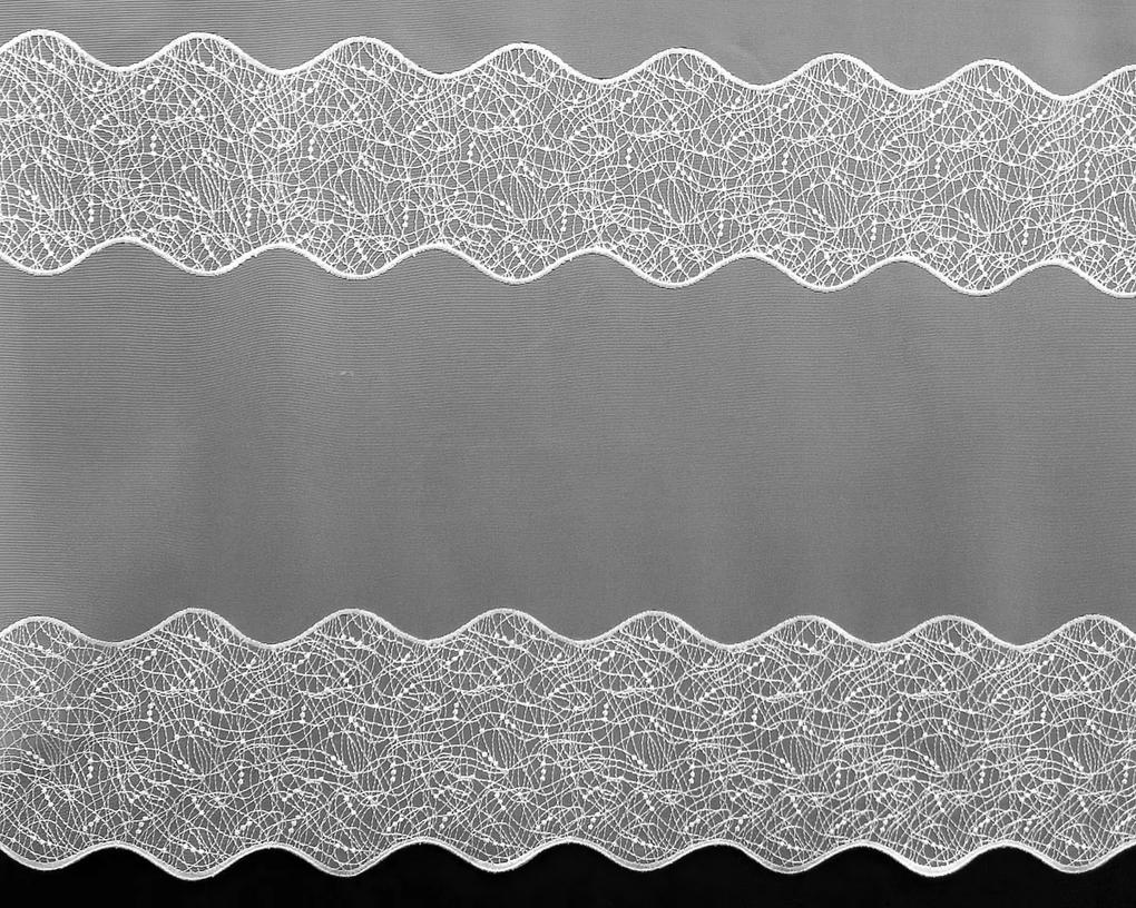 Mantis tylová záclona 620/601 vyšívané vlnky, s bordurou, bílá, výška 160cm ( v metráži)