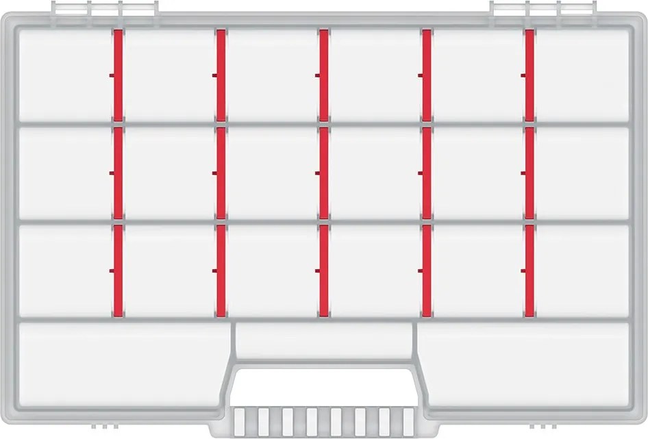 PRO Plastový organizér 22 přihrádek (přepážky) NORT 290x195x35 červený