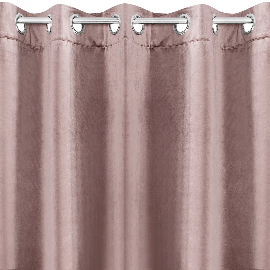ZATEMŇOVACÍ ZÁVĚS NA KROUŽCÍCH RIA 140X250 CM PÚDROVĚ RŮŽOVÁ