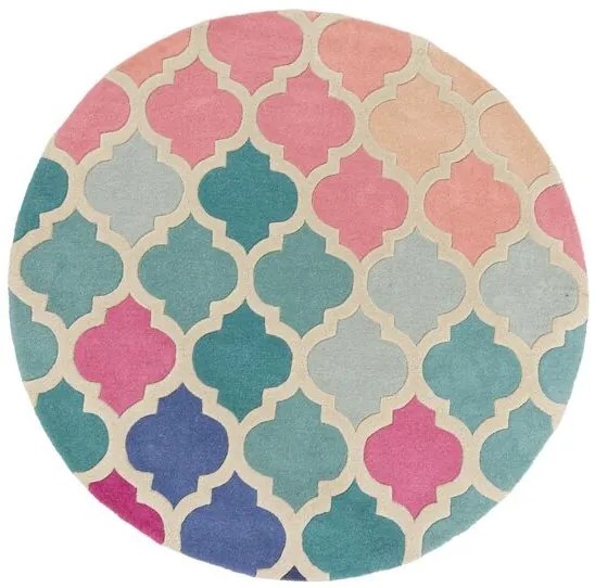 Flair Rugs, Ručně všívaný kusový koberec Illusion Rosella Pink/Blue kruh, 160x160 (průměr) kruh, vícebarevná, ložnice