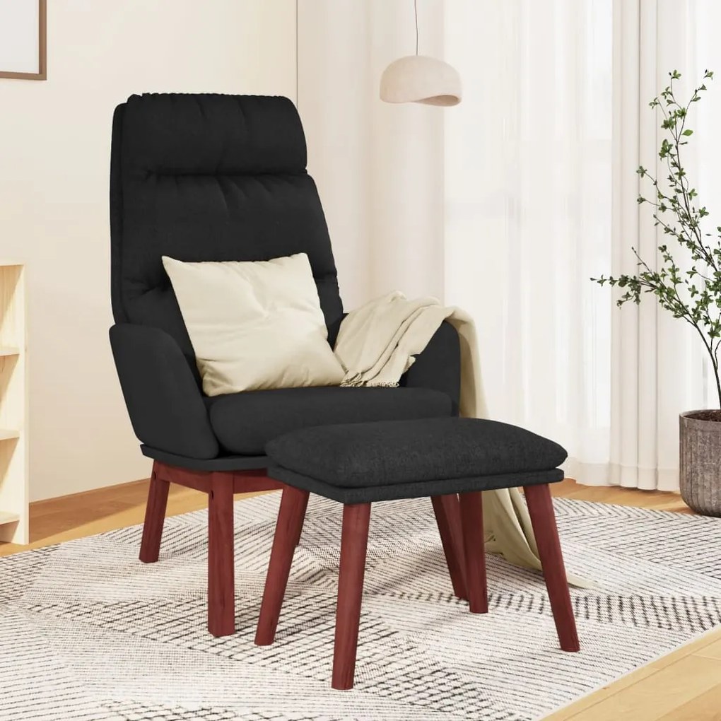 Relaxační Křeslo Se Stoličkou Černé Textil