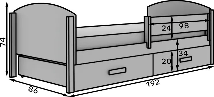 ADRK Furniture Dětská postel Kalia 200x90
