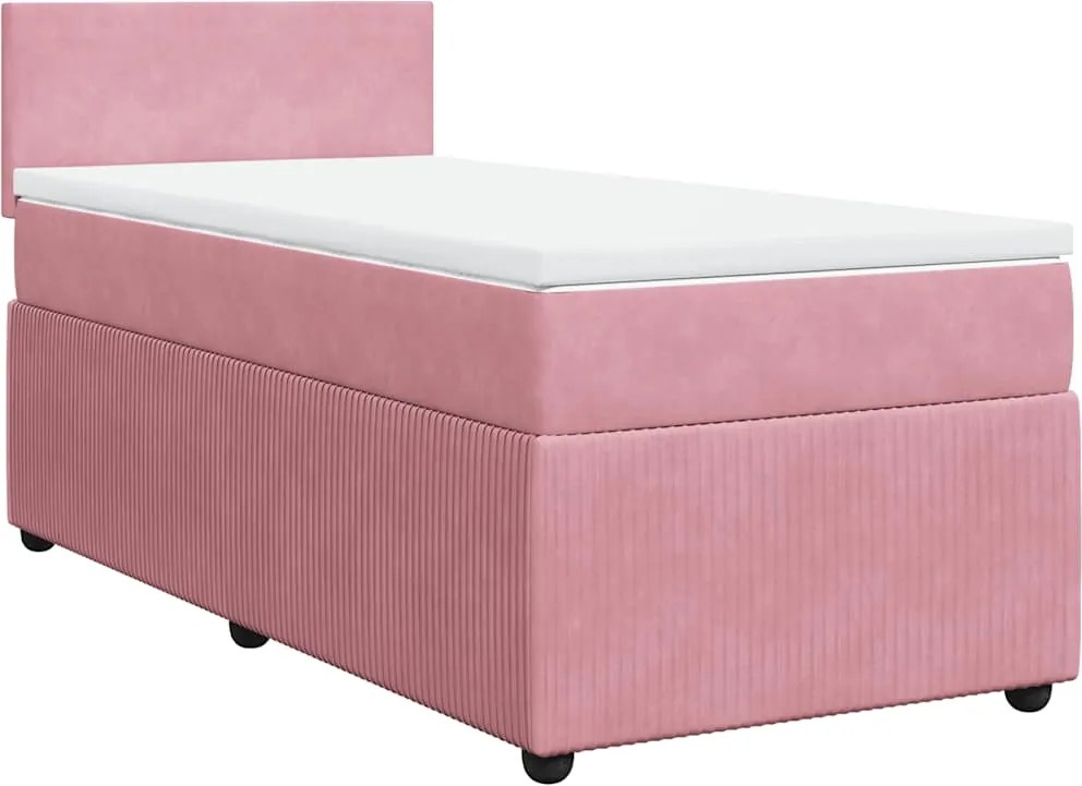 Box spring postel s matrací růžová 80 x 200 cm samet 3289889