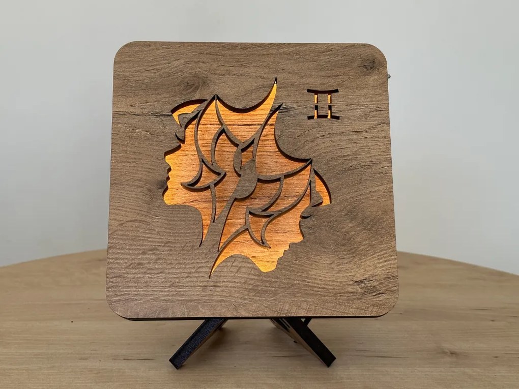 Li-Go Znamení "Blíženci" lampa 19x19cm provedení povrchu: bříza
