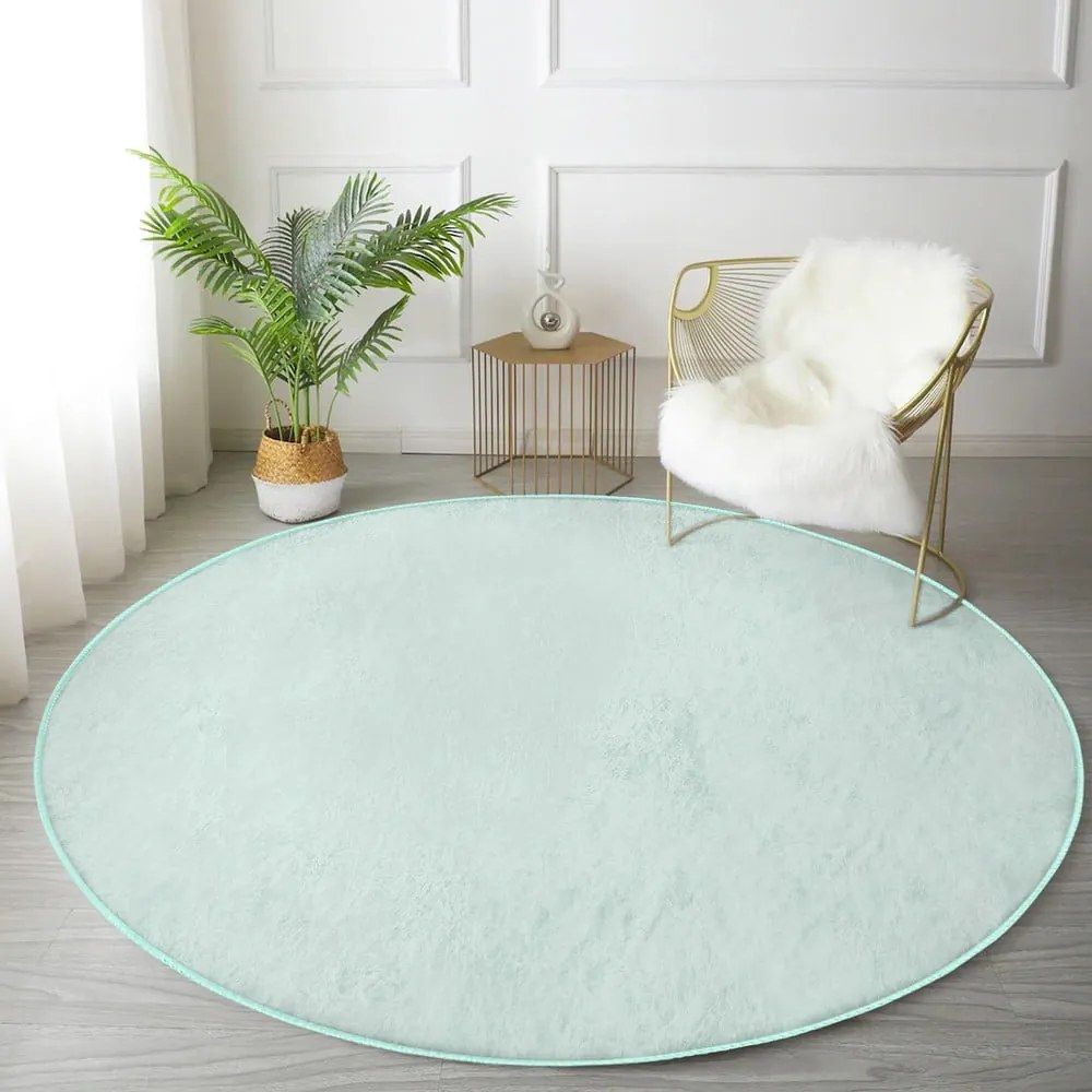 Pratelný kulatý koberec v mentolové barvě vhodný pro robotické vysavače ø 80 cm Comfort – Mila Home