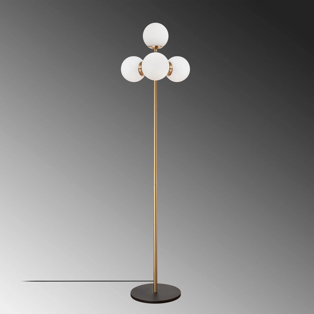 OPVIQ Podlahová lampa AKKAS bronz mléčné sklo