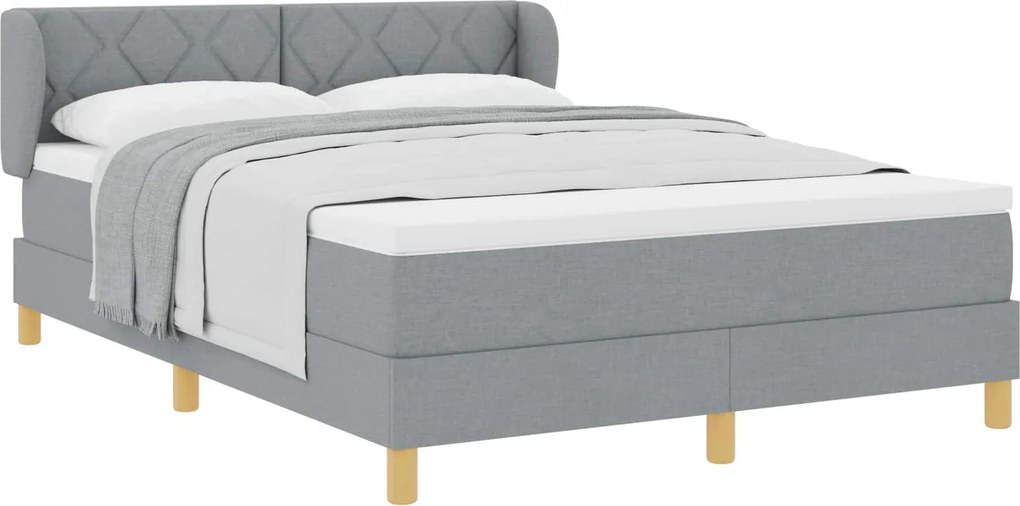 Postel s boxspringem s čelo Světle šedá 160 x 200 cm textil 3340283