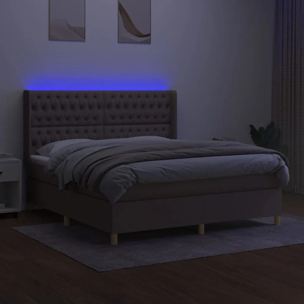 Box spring postel s matrací a LED taupe 160x200 cm textil 3139129