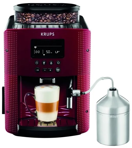 Krups - Automatický kávovar s nádobou na mléko ESSENTIAL 1450W/230V červená
