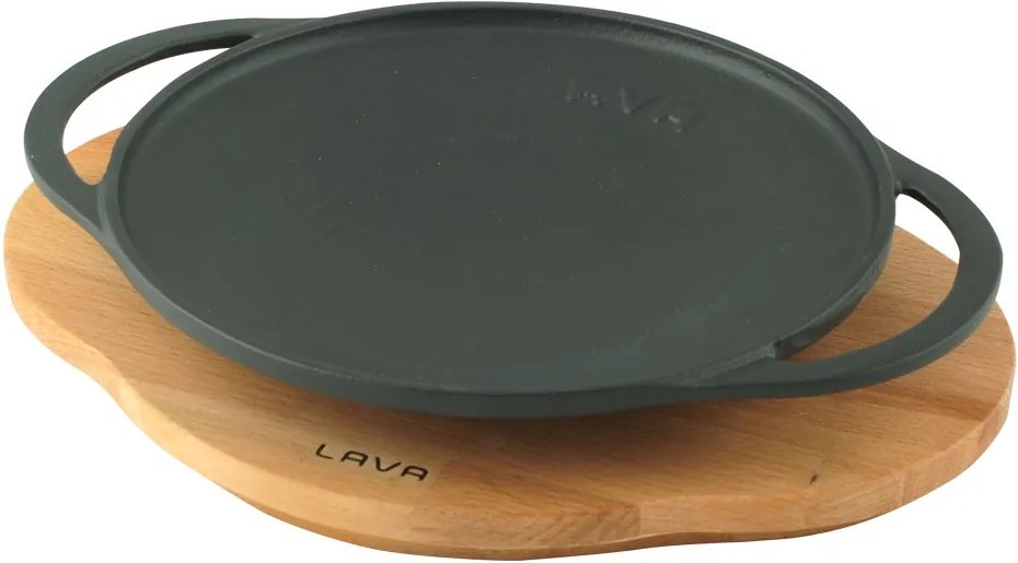 LAVA Metal Litinová pánev &quot;wok&quot; 20cm s dřevěným podstavcem