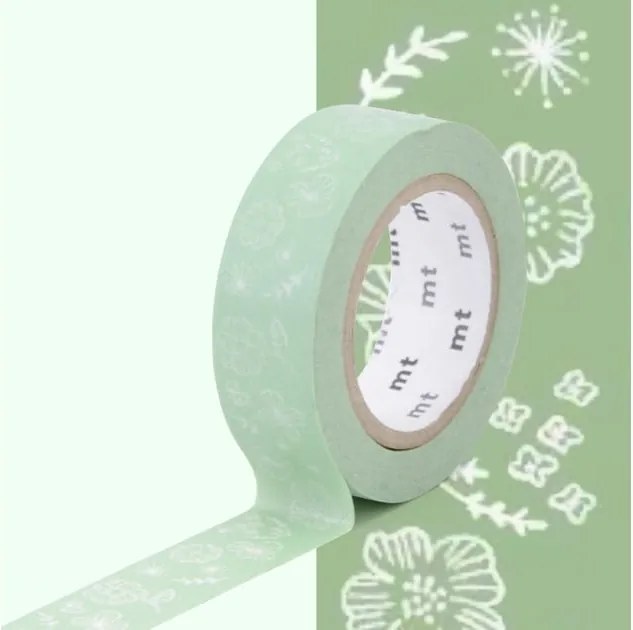 Zelená washi páska MT Masking Tape Wild Flower