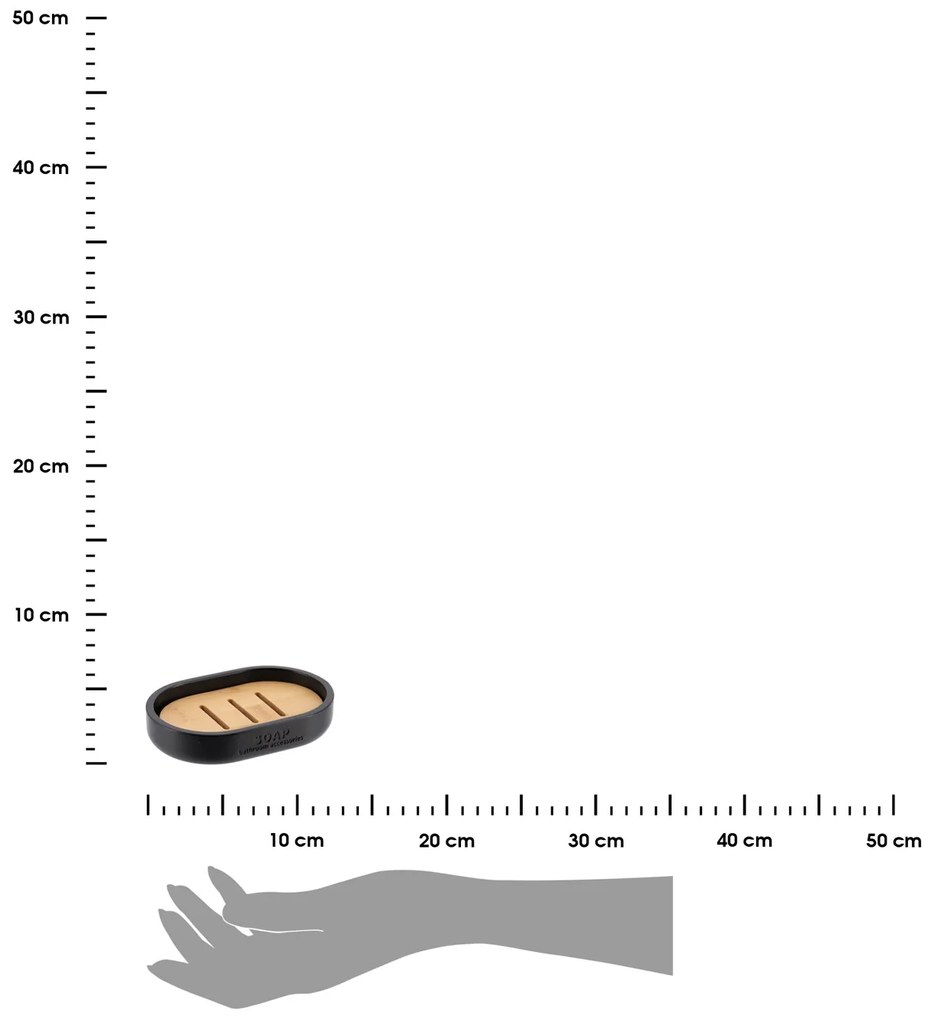 Miska na mýdlo Loudis, černá/s dřevěnými prvky