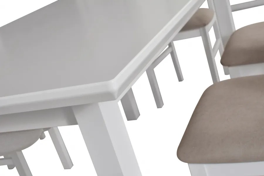 Drewmix jídelní sestava DX 37 odstín dřeva (židle + nohy stolu) ořech, odstín dýhy (deska stolu) bílá, potahový materiál látka s doplatkem