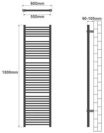 Aquamarin 80511 AQUAMARIN Vertikální koupelnový radiátor, 1200 x 600 mm