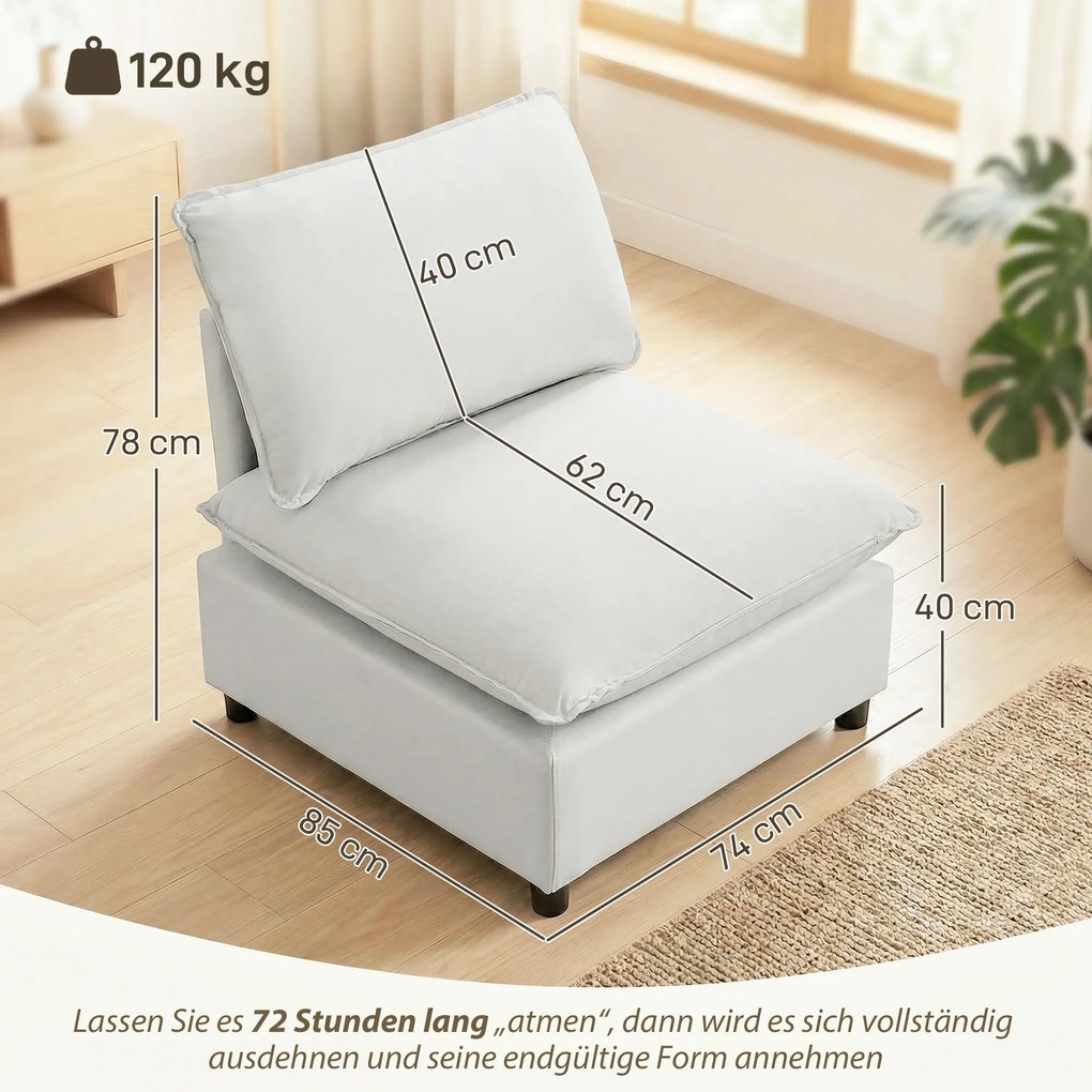 HOMCOM široké čalouněné relaxační křeslo z ekokůže, šedé
