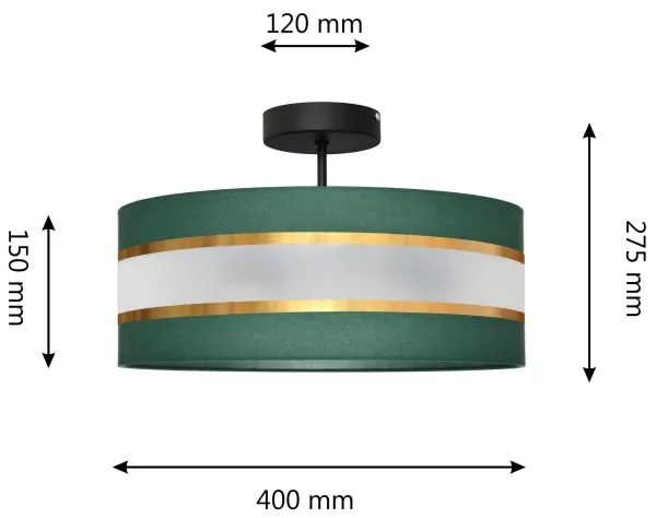 Lustr na tyči HELEN 3xE27/15W/230V zelená/zlatá
