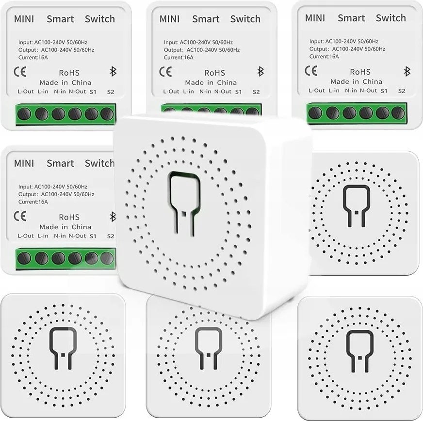 Inteligentní Vypínač Světla pod omítku Bluetooth relé Alexa 9ks