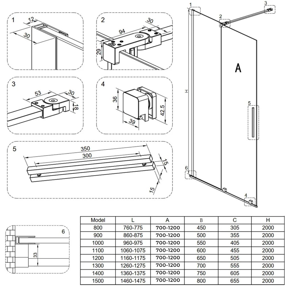 BPS-koupelny Posuvná bezrámová sprchová zástěna HYD-ATA 130 chrom/transparent - bez vaničky