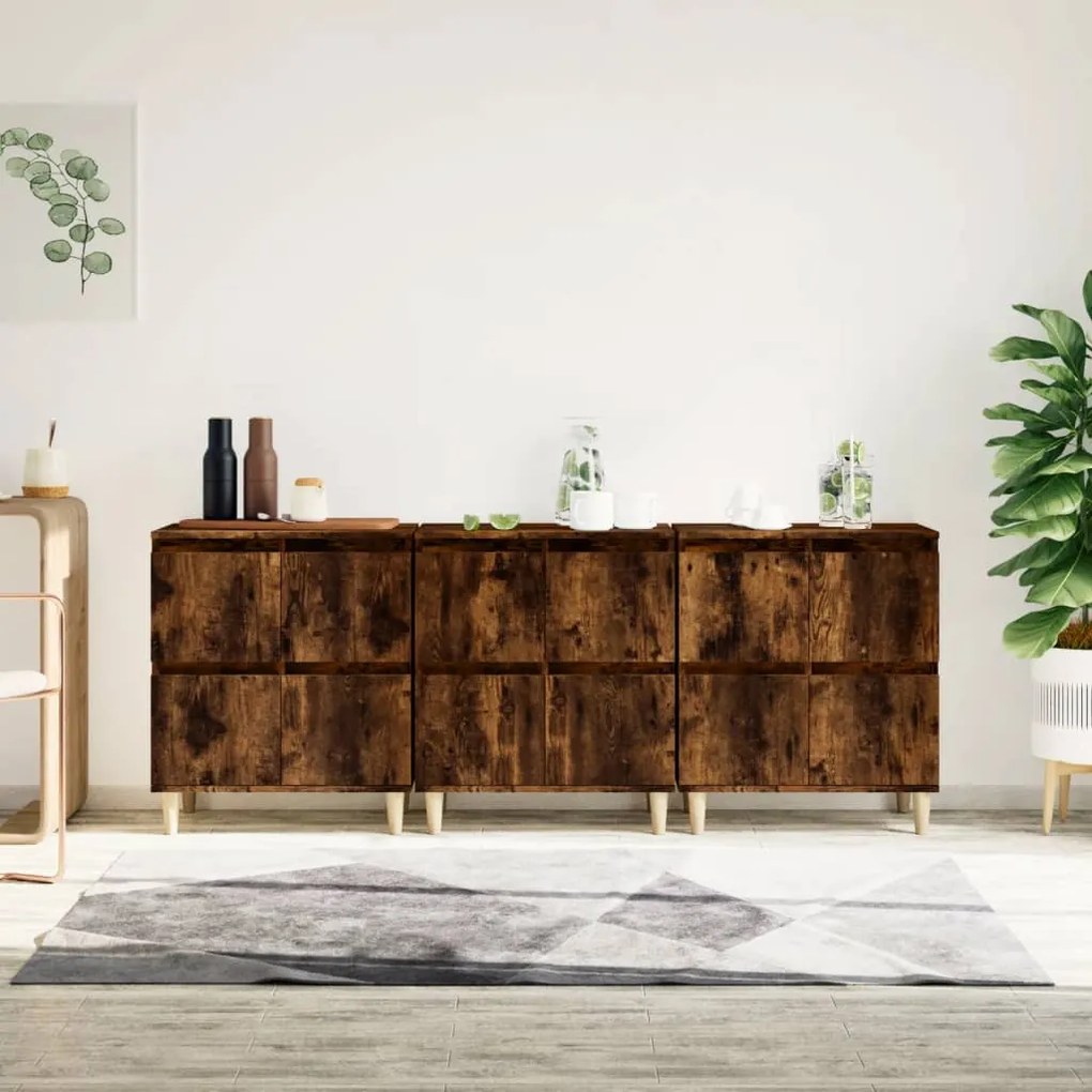 Příborníky 3 ks kouřový dub 60 x 35 x 70 cm kompozitní dřevo 3185772