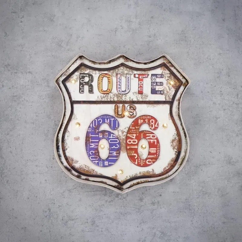 Světelný LED nápis Route 66