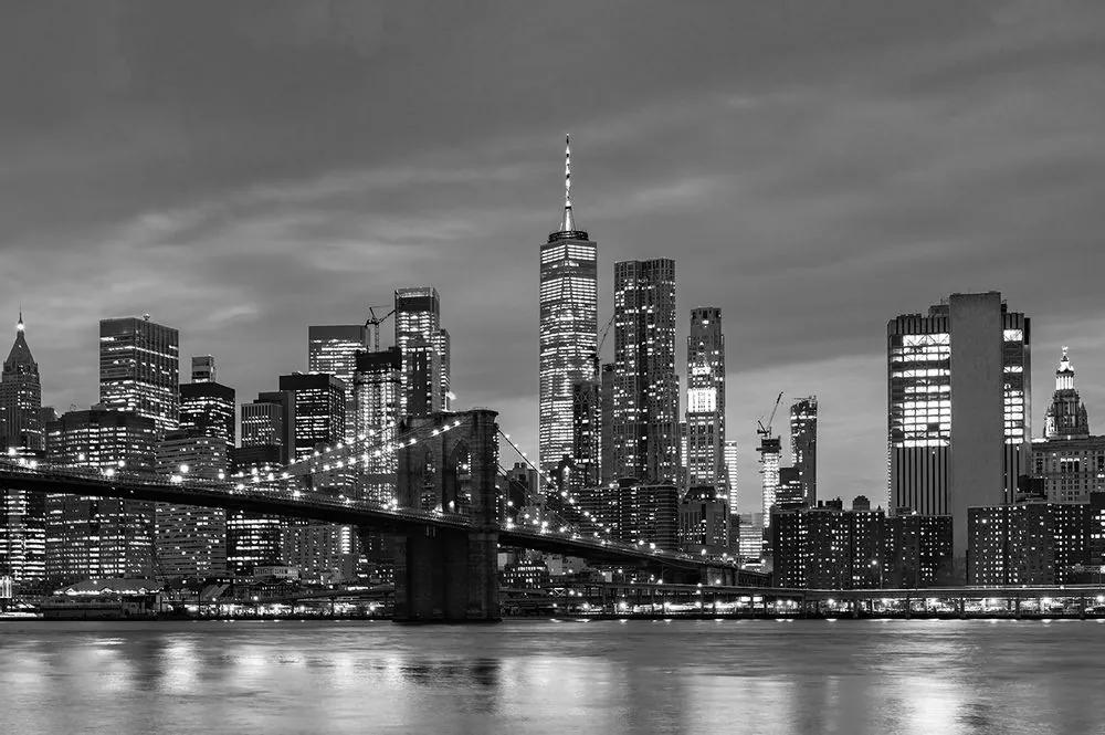 Samolepící fototapeta černobílý most v Brooklynu - 300x200 cm