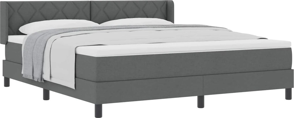 Postel s boxspringem s polštářem Tmavě šedá 200 x 180 cm textil 3341182