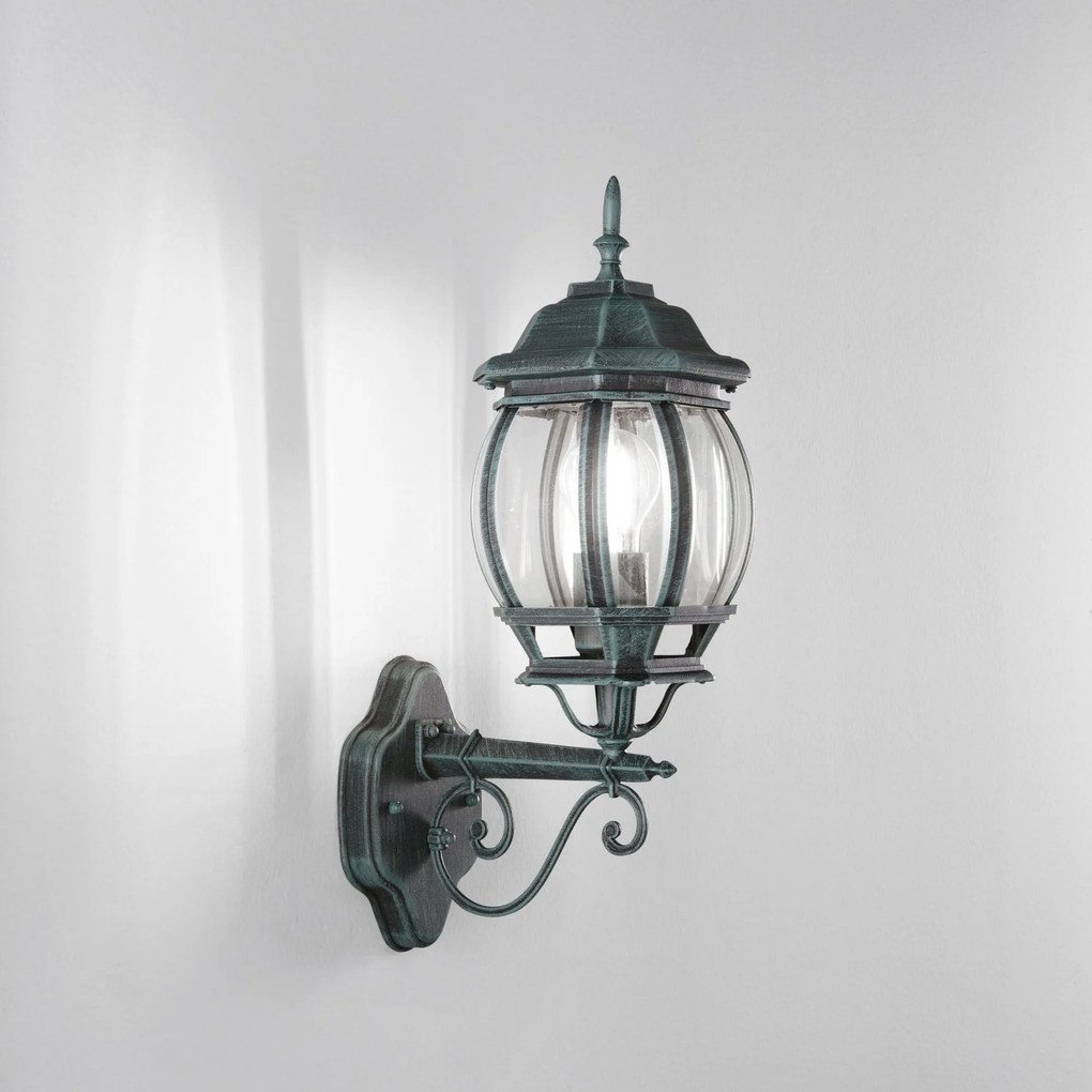 FAN LANT-VENEZIA-AP1A Venkovní nástěnné svítidlo UP VENEZIA černá/měď, 1xE27, IP44, 29 x 52,5 x 25 cm - FANEUROPE