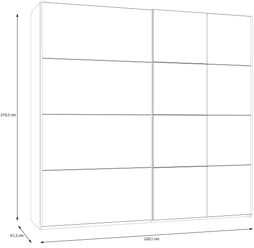Šatní skříň se zrcadlem ODEN 220x210 cm béžová