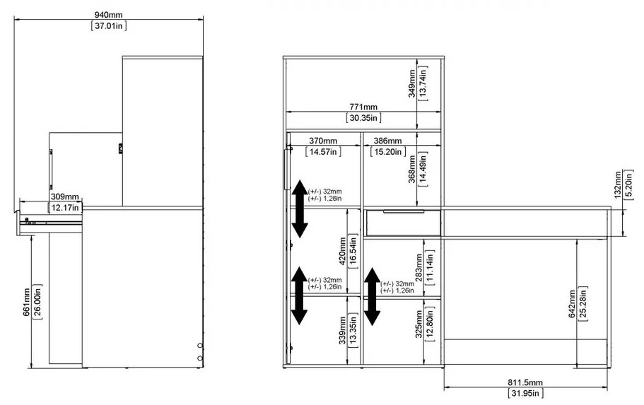 Psací stůl Felix Plus, dub sonoma / bílá