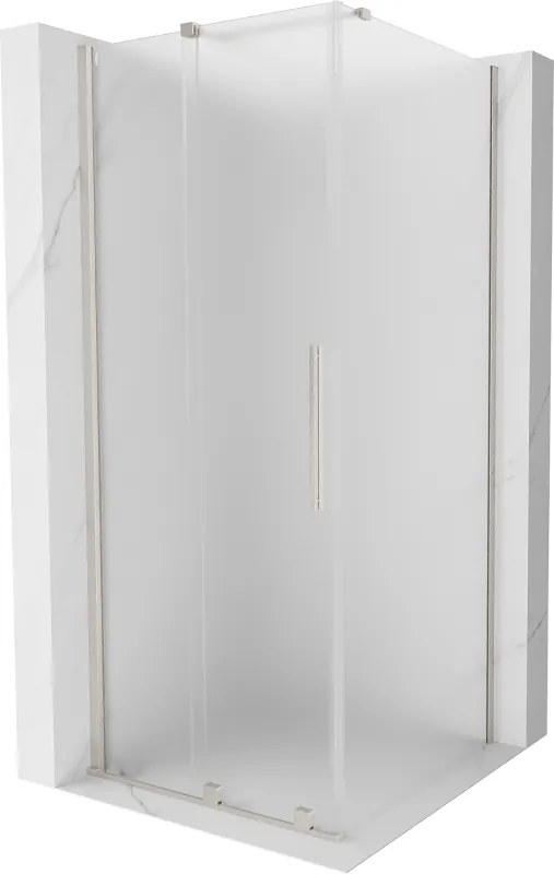 Mexen Velar, sprchový kout s posuvnými dveřmi 120 x 120 cm, 8mm sklo námraza, broušená ocel, 871-120-120-31-97