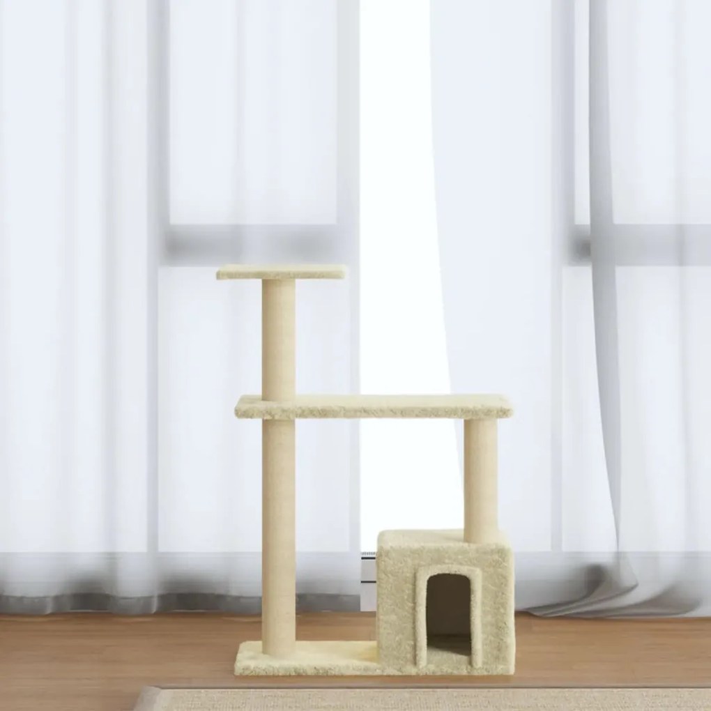 Škrabadlo pro kočky se sisalovými sloupky krémové 70 cm 171433