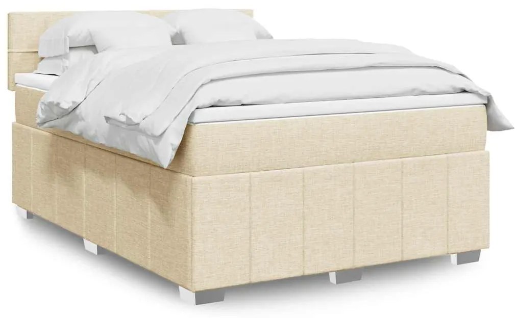 Box spring postel s matrací krémová 140x190 cm textil 3289368