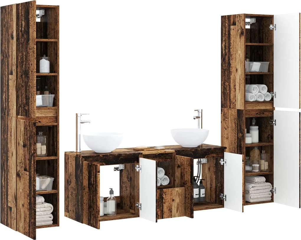 Sada koupelnového nábytku 5 ks Staré dřevo 33 x 34,5 x 160 cm 3406031
