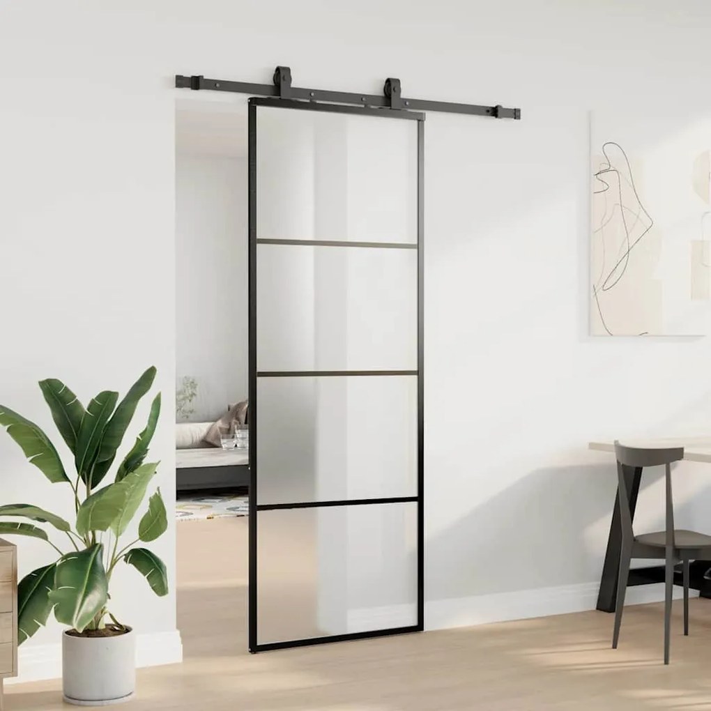 Posuvné dveře se sadou kování černé 76x205 cm ESG Glass 3375907