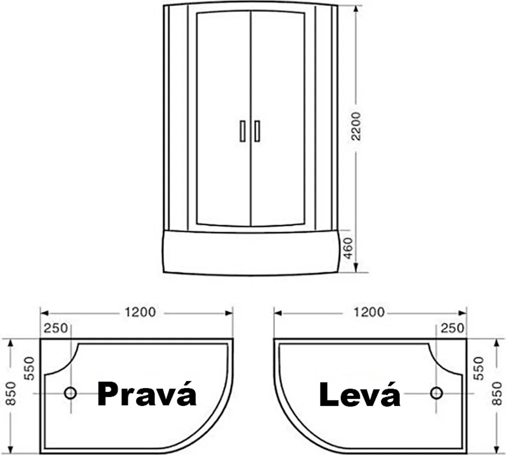 BPS-koupelny Hydromasážní box HYD-Victor 120 P, 120x85 pravý bez sauny