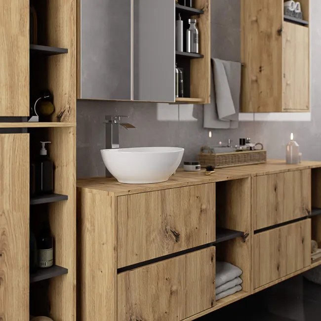 Zrkadlová skříňka VAMI W90 2D 3P LO artisan dub / grafitová