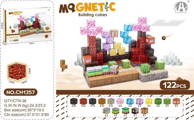 Magnetická stavebnice MAGNETIC Lávový svět, 122 dílků
