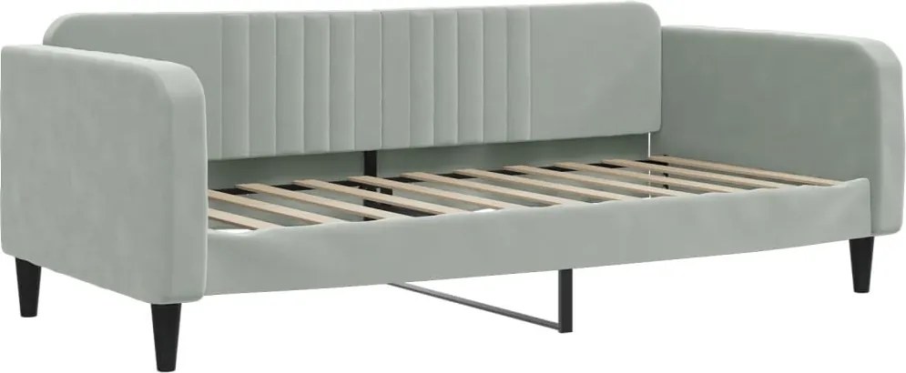Válenda s přistýlkou a matracemi světle šedá 90 x 190 cm samet 3197100