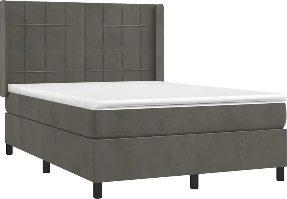 Box spring postel s matrací tmavě šedá 140x200 cm samet 3132682