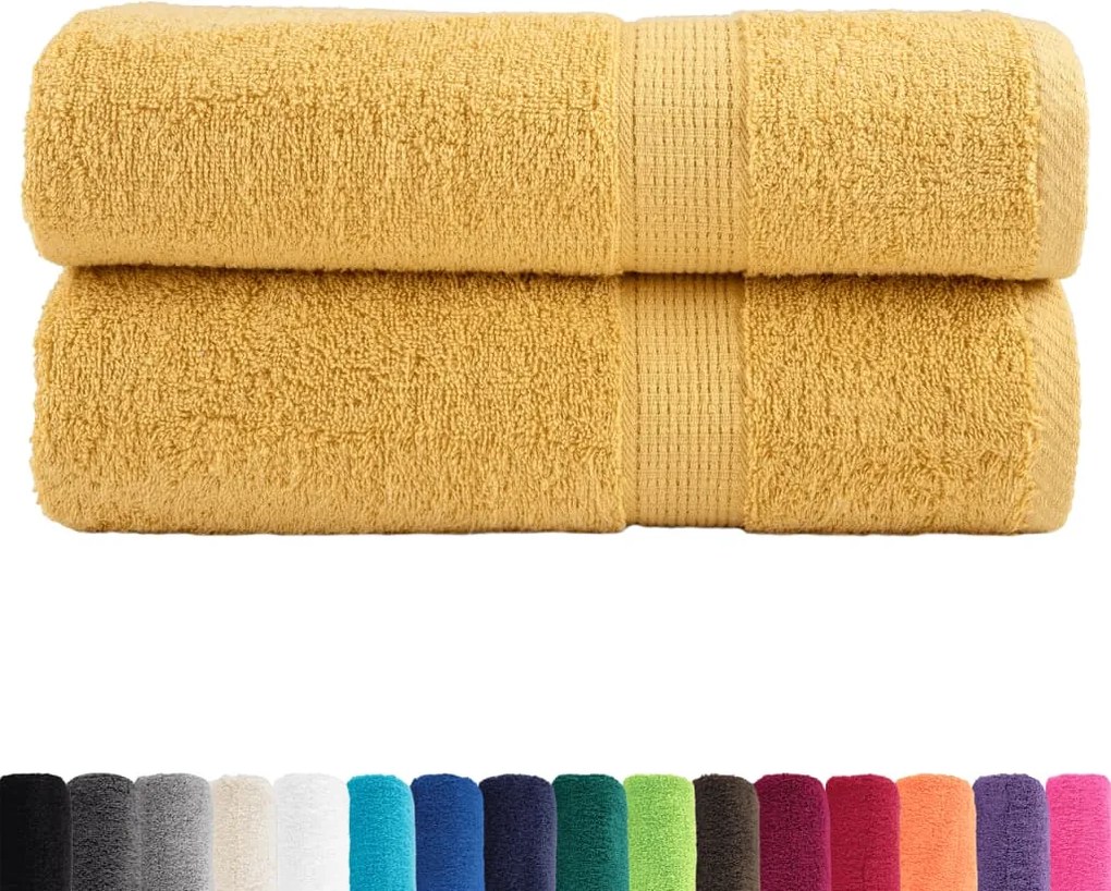 Prémiové ručníky do sprchy SOLUND 2 ks zlaté 70x140 cm 600 g/m² 137284