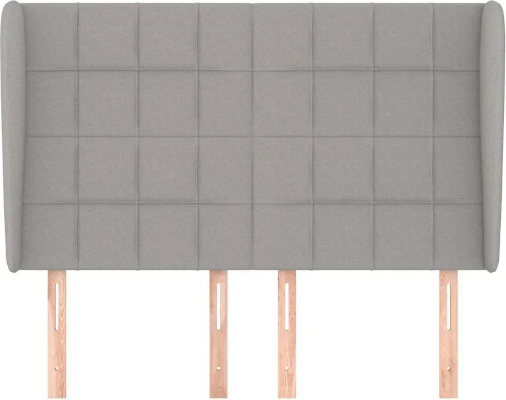 Čelo postele typu ušák světle šedé 147x23x118/128 cm textil 3117954