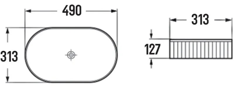 Mexen Grovo, rýhované umyvadlo na desku 49 × 31 cm, černá matná, 22304985