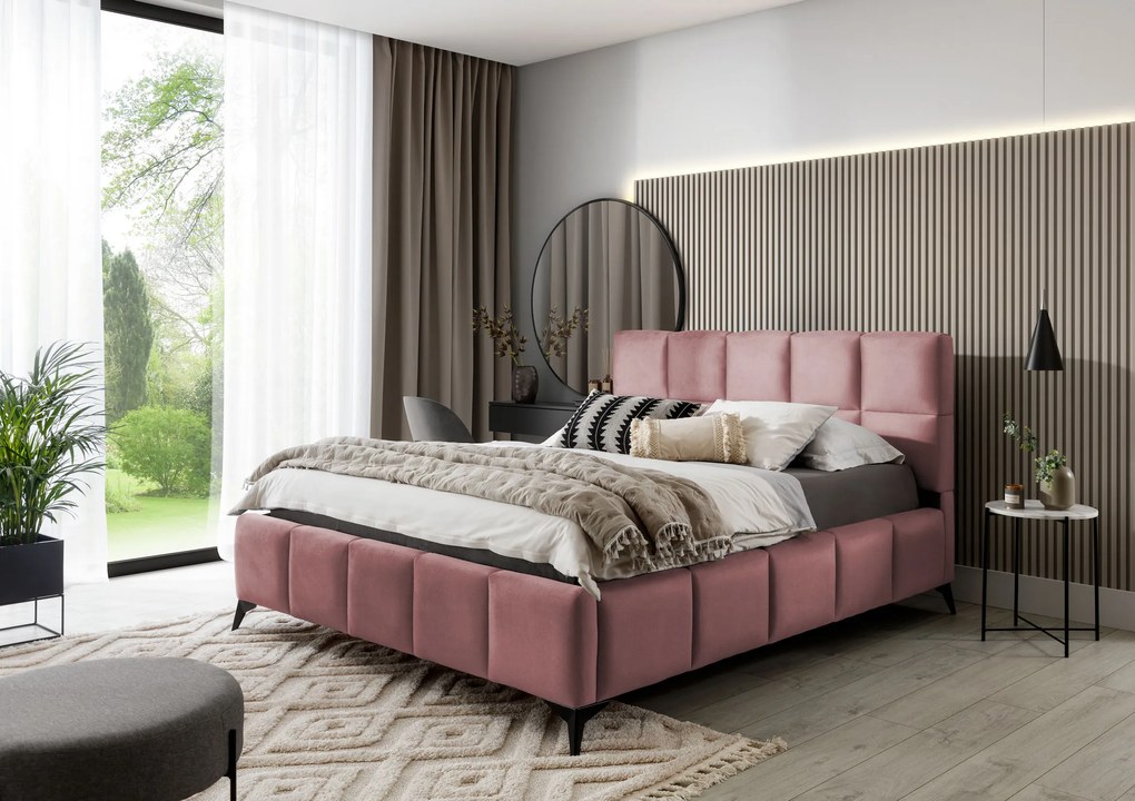 Eltap Čalouněná postel Mist Materiál a barva potahu: Gojo 101 - růžová, Rozměry (cm): 140x200